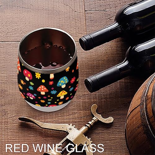 Rainbow Mushroom Funny Wine Tumbler 12 Oz Stainless Steel Insulated Mug Double Wall Water Cup with Lid