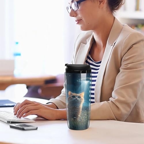 Funny Cat Travel Coffee Mug Reusable Coffee Cup Tumbler with Lid for Outdoor 350ml