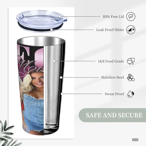LAZHANG Megan Music Moroney Stainless Steel Insulated Car Sippy Cup With Lid Travel Mug for Cold Hot 20 oz