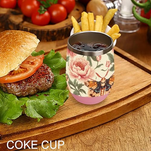 Death's Head Hawk Moth Insulated Tumbler with Lid Stainless Steel Coffee Mug Cute Wine Tea Water Cup Pink-style