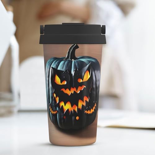 WANGXUEE halloween Bat Pumpkin Print 500ml Stainless Steel Travel Tumbler Double Wall Vacuum Insulated Coffee Mug