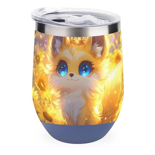 Foxes Insulated Tumbler with Lid Stainless Steel Coffee Mug Cute Wine Tea Water Cup Blue-style