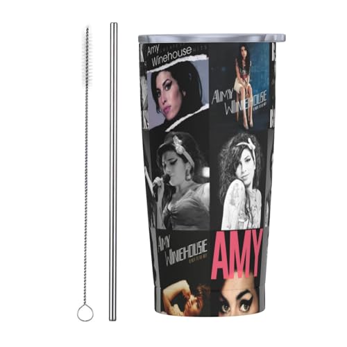 LAZHANG Amy Music Winehouse Stainless Steel Insulated Car Sippy Cup With Lid Travel Mug for Cold Hot 20 oz