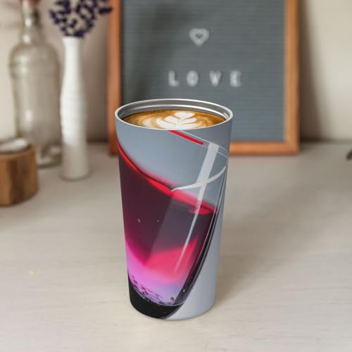WANGXUEE Red Wine Bottle Glass Print 500ml Stainless Steel Travel Tumbler Double Wall Vacuum Insulated Coffee Mug