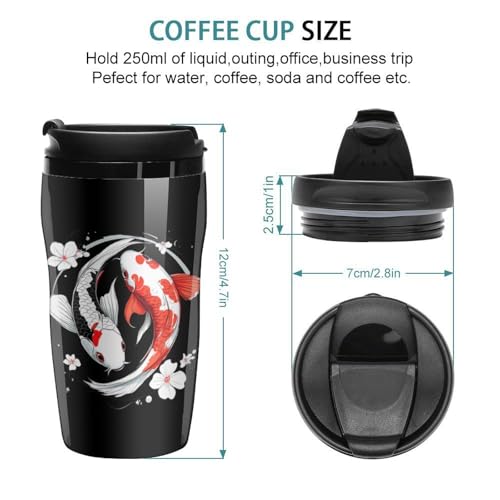 Yin-Yang Japanese Fish Travel Coffee Mug Reusable Coffee Cup Tumbler with Lid for Outdoor 250ml