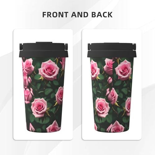 WANGXUEE Red Rose Flowers Print 500ml Stainless Steel Travel Tumbler Double Wall Vacuum Insulated Coffee Mug