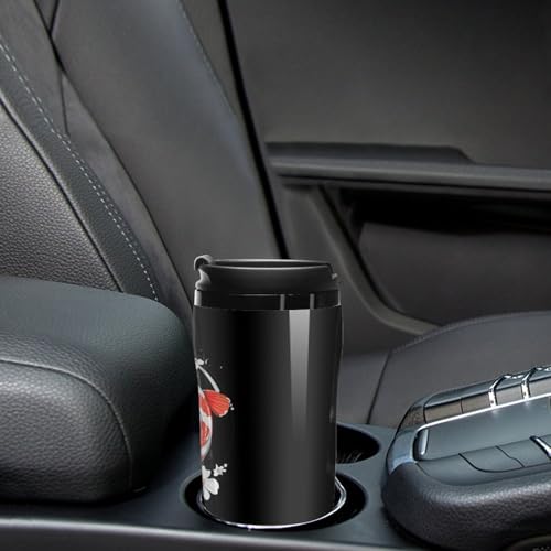 Yin-Yang Japanese Fish Travel Coffee Mug Reusable Coffee Cup Tumbler with Lid for Outdoor 250ml