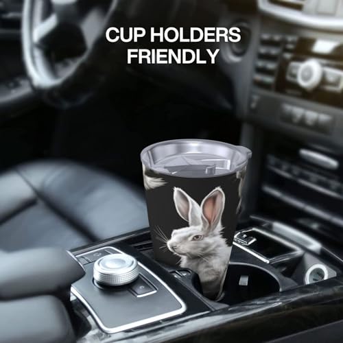 EKPRAVDKTF Bunny Rabbit 20oz Insulated Stainless Steel Tumbler With Lids And Straws, Double Wall Vacuum Travel Coffee Mug, Thermal Cup For Cold & Hot Drinks, Reusable Metal Straw & Brush