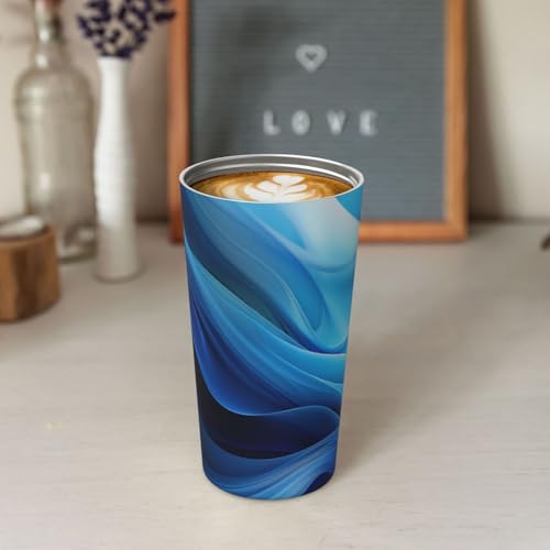 WANGXUEE Abstract Blue Print 500ml Stainless Steel Travel Tumbler Double Wall Vacuum Insulated Coffee Mug