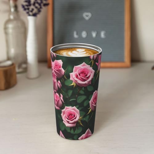 WANGXUEE Red Rose Flowers Print 500ml Stainless Steel Travel Tumbler Double Wall Vacuum Insulated Coffee Mug
