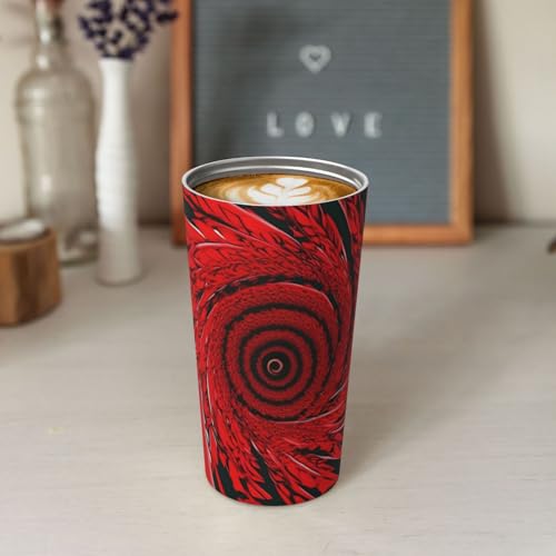 WANGXUEE Red Flower Vortex Spiral Print 500ml Stainless Steel Travel Tumbler Double Wall Vacuum Insulated Coffee Mug