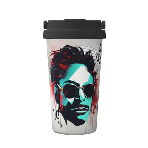 WANGXUEE Music Note Print 500ml Stainless Steel Travel Tumbler Double Wall Vacuum Insulated Coffee Mug