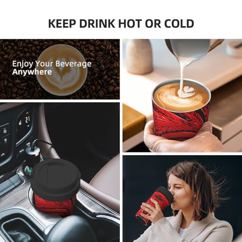 WANGXUEE Red Flower Vortex Spiral Print 500ml Stainless Steel Travel Tumbler Double Wall Vacuum Insulated Coffee Mug
