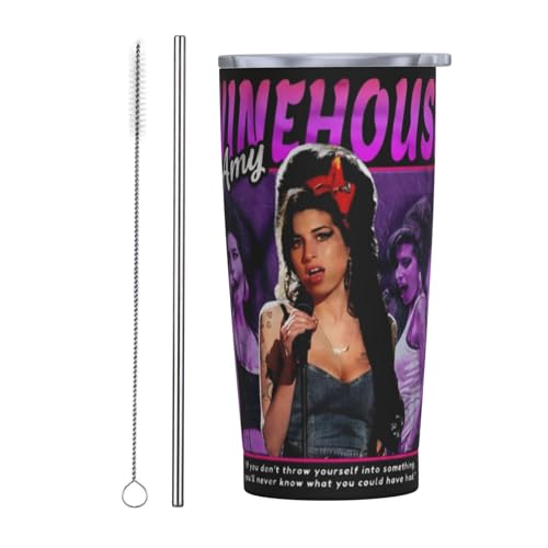 LAZHANG Amy Music Winehouse Stainless Steel Insulated Car Sippy Cup With Lid Travel Mug for Cold Hot 20 oz