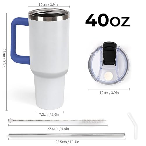 Chicken Whisperer 40oz Water Bottle Double Wall Insulated Tumbler with Handle Leakproof Travel Mug Deep Blue-style