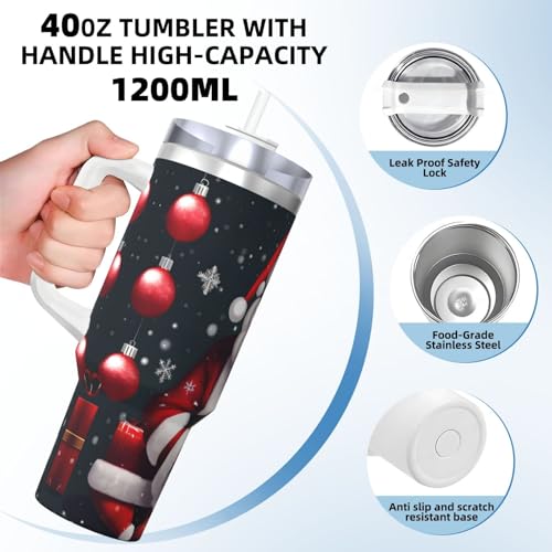HULIBIN Christmas Santa Clauss Print Double Deck Stainless Steel Travel Coffee Cup With Lid 40 Oz Ice Bully Cup