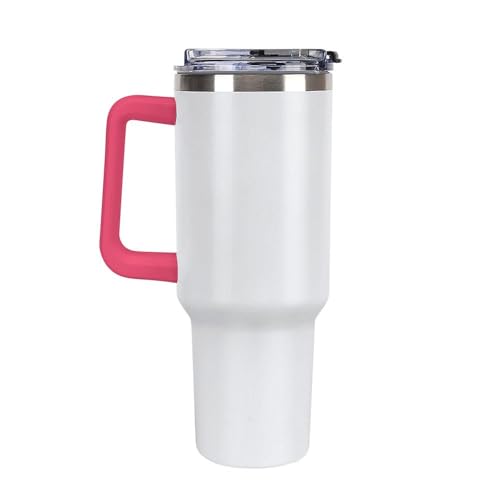 Antigua And Barbuda Flag Palm Print 40oz Water Bottle Double Wall Insulated Tumbler with Handle Leakproof Travel Mug Light Rose Red-style