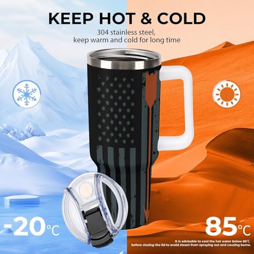 Red Archery Arrow Distressed Flag 40oz Water Bottle Double Wall Insulated Tumbler with Handle Leakproof Travel Mug White-style