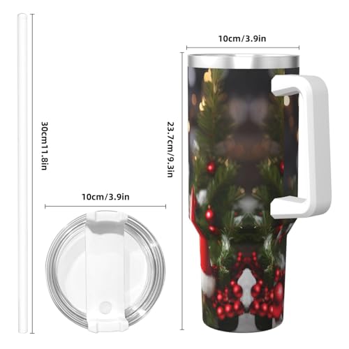 HULIBIN Christmas Traditional Gnomes Print Double Deck Stainless Steel Travel Coffee Cup With Lid 40 Oz Ice Bully Cup
