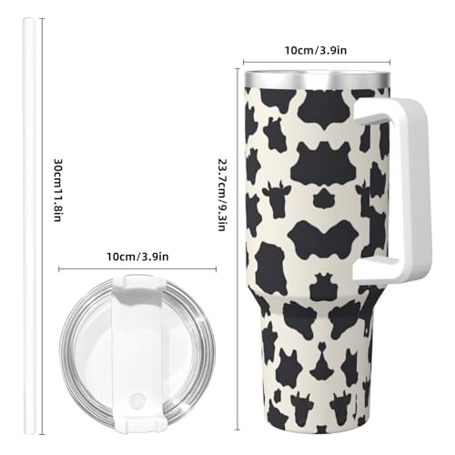 HULIBIN cow print04 Print Double Deck Stainless Steel Travel Coffee Cup With Lid 40 Oz Ice Bully Cup