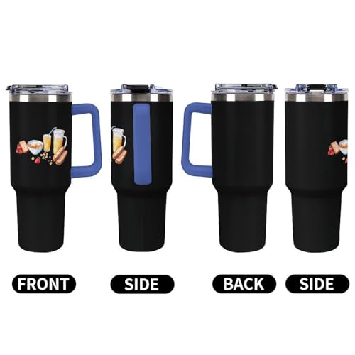 Cereal Milk And Toast Breakfast 40oz Water Bottle Double Wall Insulated Tumbler with Handle Leakproof Travel Mug Deep Blue-style