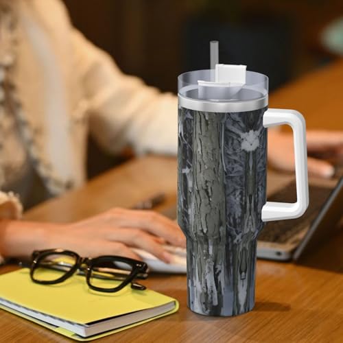 HULIBIN Cold Tree Camouflage Print Double Deck Stainless Steel Travel Coffee Cup With Lid 40 Oz Ice Bully Cup