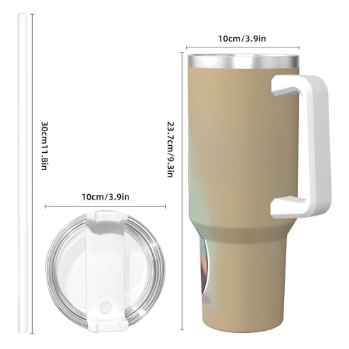 HULIBIN Cartoon Cute Otter Print Double Deck Stainless Steel Travel Coffee Cup With Lid 40 Oz Ice Bully Cup