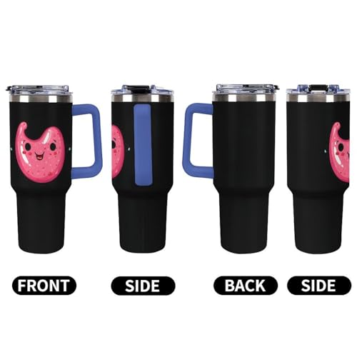 Cute Stomach 40oz Water Bottle Double Wall Insulated Tumbler with Handle Leakproof Travel Mug Deep Blue-style