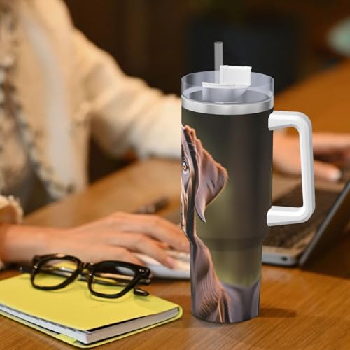 HULIBIN Brown Labrador Retriever Print Double Deck Stainless Steel Travel Coffee Cup With Lid 40 Oz Ice Bully Cup