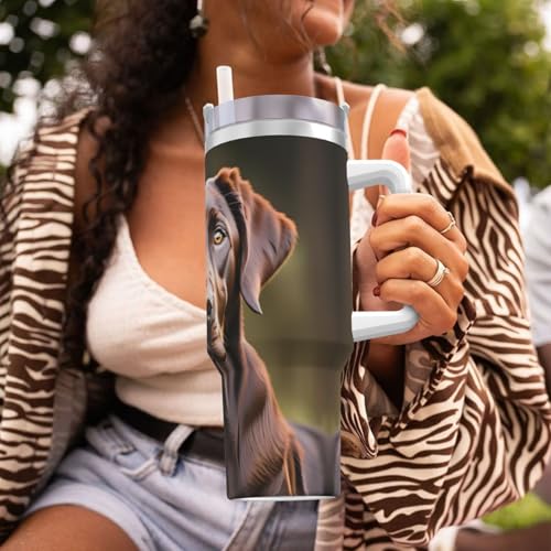 HULIBIN Brown Labrador Retriever Print Double Deck Stainless Steel Travel Coffee Cup With Lid 40 Oz Ice Bully Cup