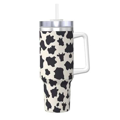 HULIBIN cow print04 Print Double Deck Stainless Steel Travel Coffee Cup With Lid 40 Oz Ice Bully Cup