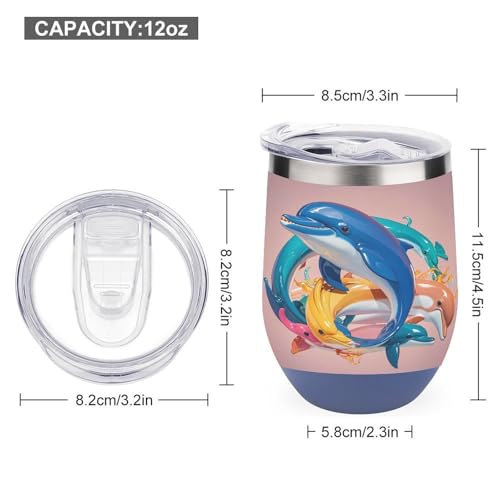OPTKSNCU 304 Stainless Steel Insulated Cup with Lid, Abstract Animal Dolphin Print Durable, And Easy to Clean β Ideal for Home, Office, And Gift Giving
