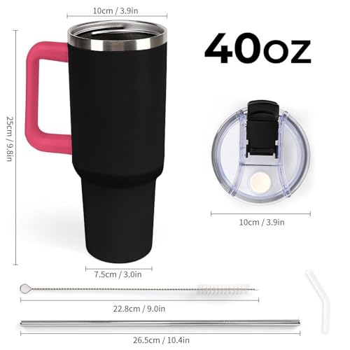 I Love My Pitbull 40oz Water Bottle Double Wall Insulated Tumbler with Handle Leakproof Travel Mug Light Rose Red-style