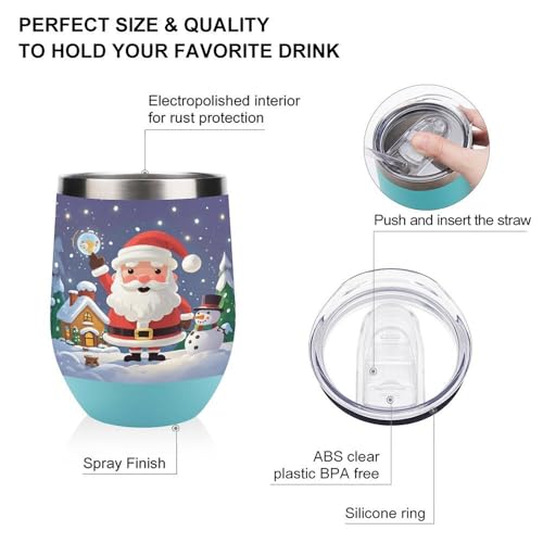 OPTKSNCU 304 Stainless Steel Insulated Cup with Lid, Big Santa Claus Print Durable, And Easy to Clean β Ideal for Home, Office, And Gift Giving