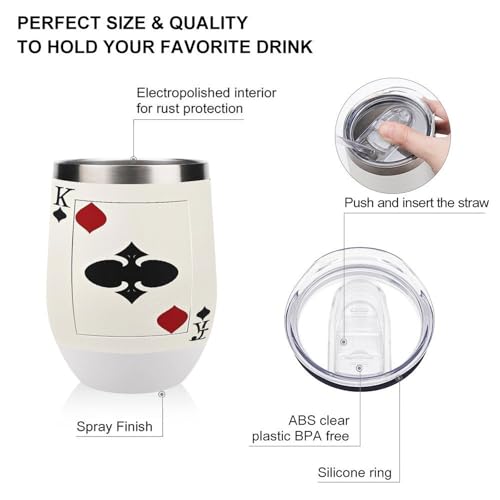 OPTKSNCU 304 Stainless Steel Insulated Cup with Lid, Spades K Poker Print Durable, And Easy to Clean – Ideal for Home, Office, And Gift Giving