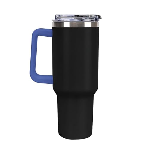 Cartoon Fish Bone 40oz Water Bottle Double Wall Insulated Tumbler with Handle Leakproof Travel Mug Deep Blue-style