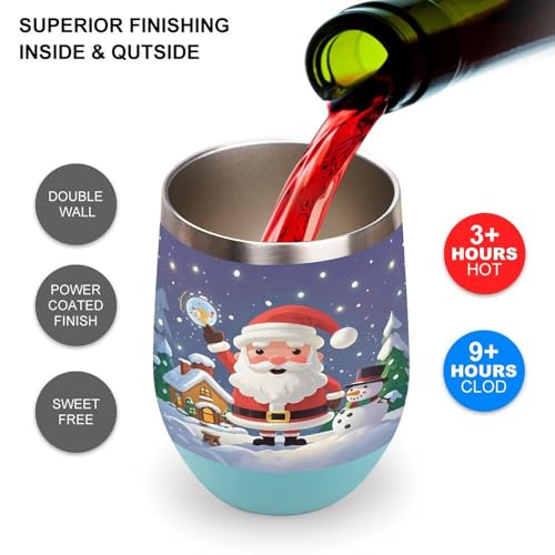 OPTKSNCU 304 Stainless Steel Insulated Cup with Lid, Big Santa Claus Print Durable, And Easy to Clean β Ideal for Home, Office, And Gift Giving