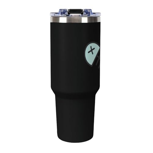 Cartoon Fish Bone 40oz Water Bottle Double Wall Insulated Tumbler with Handle Leakproof Travel Mug Deep Blue-style