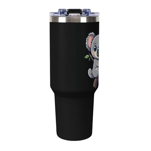 Cartoon Koala 40oz Water Bottle Double Wall Insulated Tumbler with Handle Leakproof Travel Mug Deep Blue-style