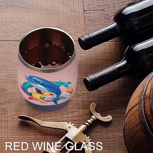 OPTKSNCU 304 Stainless Steel Insulated Cup with Lid, Abstract Animal Dolphin Print Durable, And Easy to Clean β Ideal for Home, Office, And Gift Giving