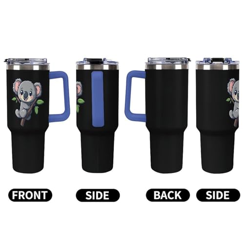 Cartoon Koala 40oz Water Bottle Double Wall Insulated Tumbler with Handle Leakproof Travel Mug Deep Blue-style
