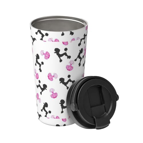 girly red perfume bottle and poodle Print 500ml Stainless Steel Travel Tumbler Double Wall Vacuum Insulated Coffee Mug