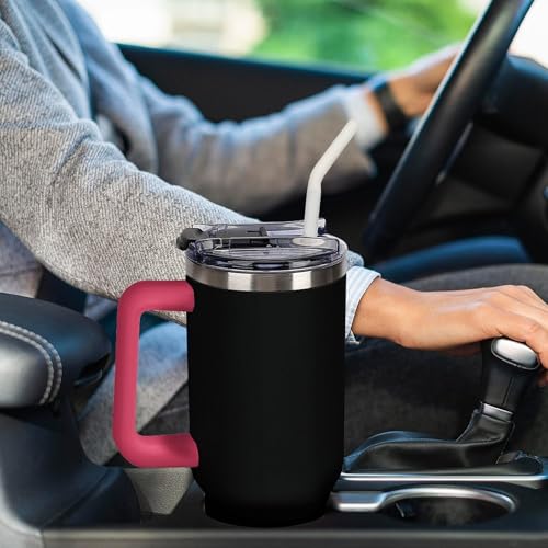 I Love My Pitbull 40oz Water Bottle Double Wall Insulated Tumbler with Handle Leakproof Travel Mug Light Rose Red-style