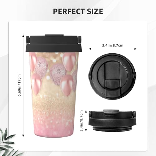 WANGXUEE Red glitter balloon Print 500ml Stainless Steel Travel Tumbler Double Wall Vacuum Insulated Coffee Mug