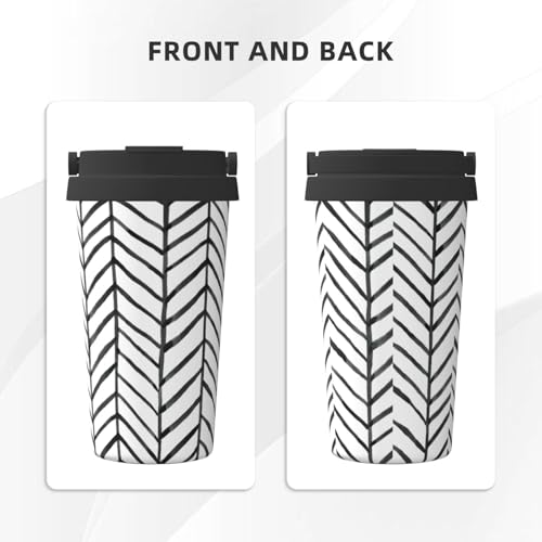 WANGXUEE black and white boho Print 500ml Stainless Steel Travel Tumbler Double Wall Vacuum Insulated Coffee Mug