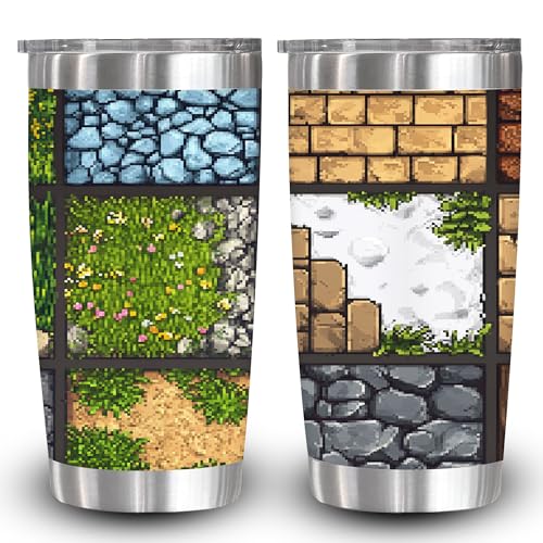 FOCIUZTA 20oz Pixel Art Tumbler with lid, Travel Coffee Cup, Ideal for Easter, Gaming Enthusiast, Mother Day, and birthday gifts