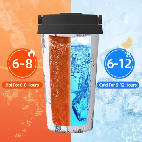 WANGXUEE Adorable Horses Print 500ml Stainless Steel Travel Tumbler Double Wall Vacuum Insulated Coffee Mug