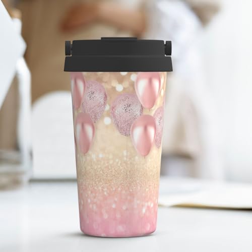 WANGXUEE Red glitter balloon Print 500ml Stainless Steel Travel Tumbler Double Wall Vacuum Insulated Coffee Mug