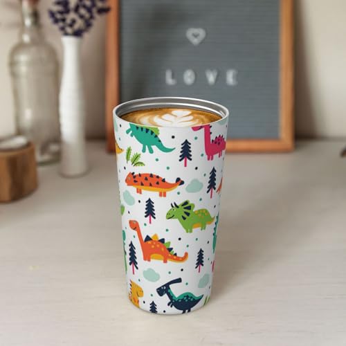 WANGXUEE Colorful Dinosaurs1 Print 500ml Stainless Steel Travel Tumbler Double Wall Vacuum Insulated Coffee Mug