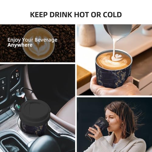 WANGXUEE Marble Pattern Print 500ml Stainless Steel Travel Tumbler Double Wall Vacuum Insulated Coffee Mug